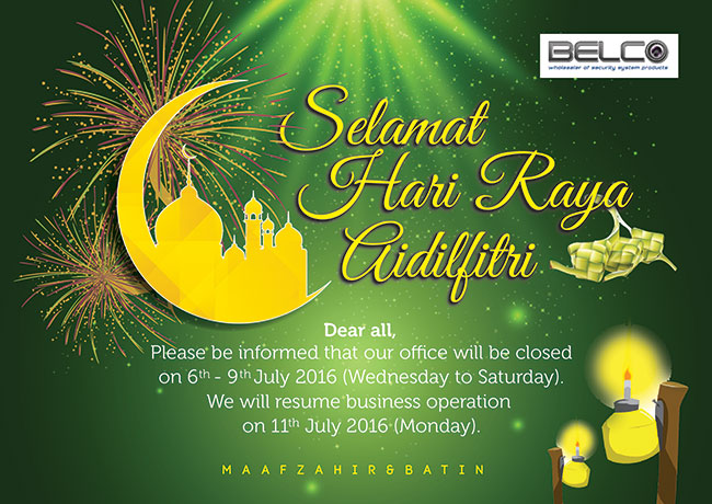 Office Closure for Raya 2016 Holidays – Belco Distribution Sdn Bhd
